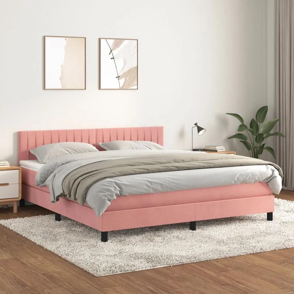 Box spring postel s matrací růžová 160x200 cm samet,  3141436