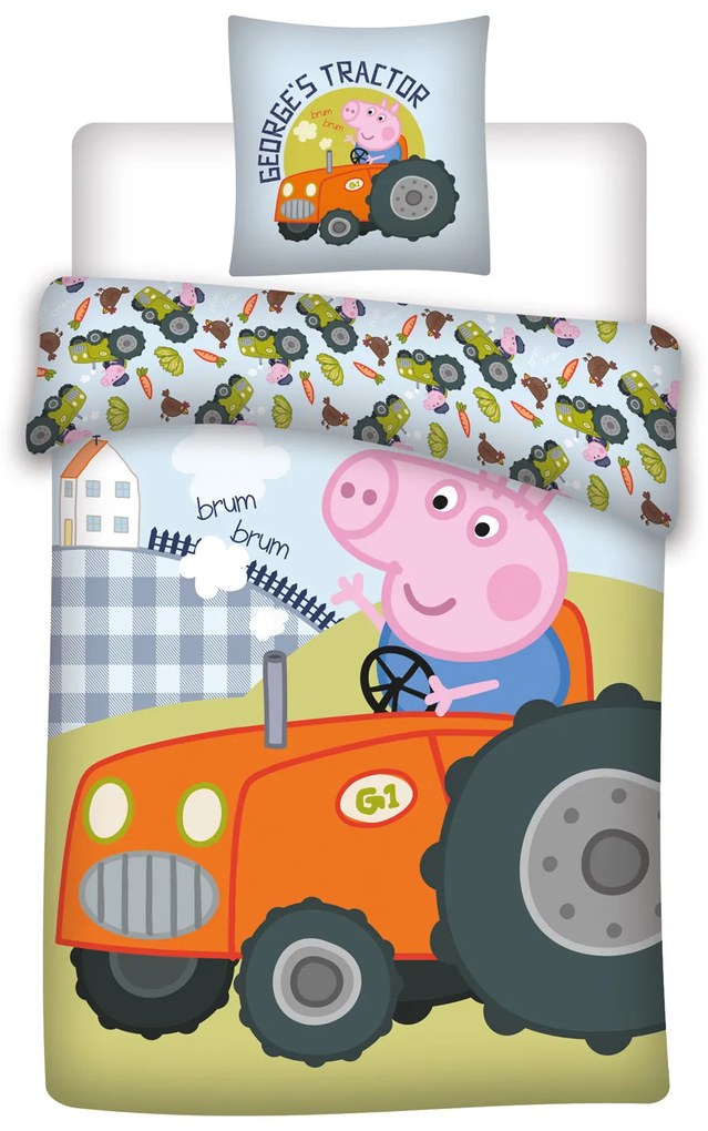DĚTSKÉ BAVLNĚNÉ POVLEČENÍ PEPPA GEORGE 100X135 CM, 1KS 40X60 CM VZOROVANÉ