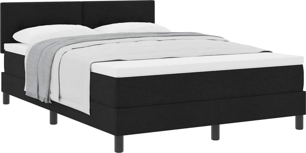 Postel s boxspringem s čelo Černý 140 x 190 cm textil 3338687