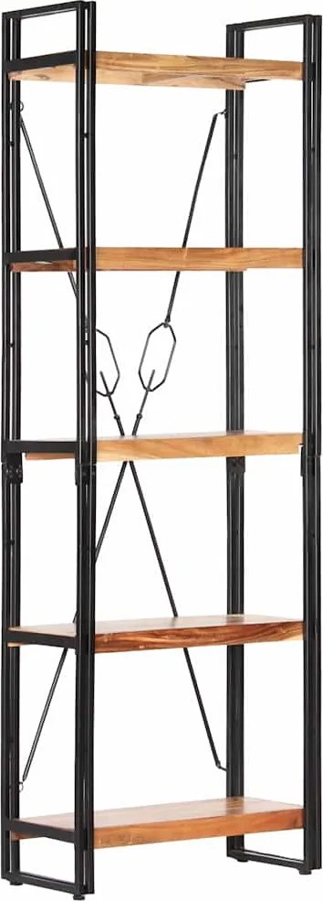 Knihovna s 5 policemi 60 x 30 x 180 cm masivní akáciové dřevo 286588