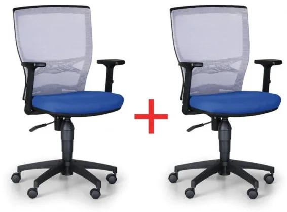 Kancelářská židle VENLO 1+1 ZDARMA, šedá / modrá