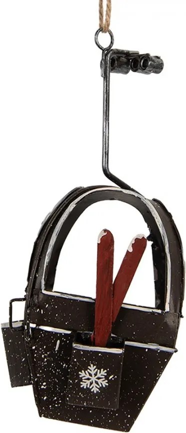 Vánoční ozdoba retro kabinka lanovky s lyžemi - 7*7*17 cm