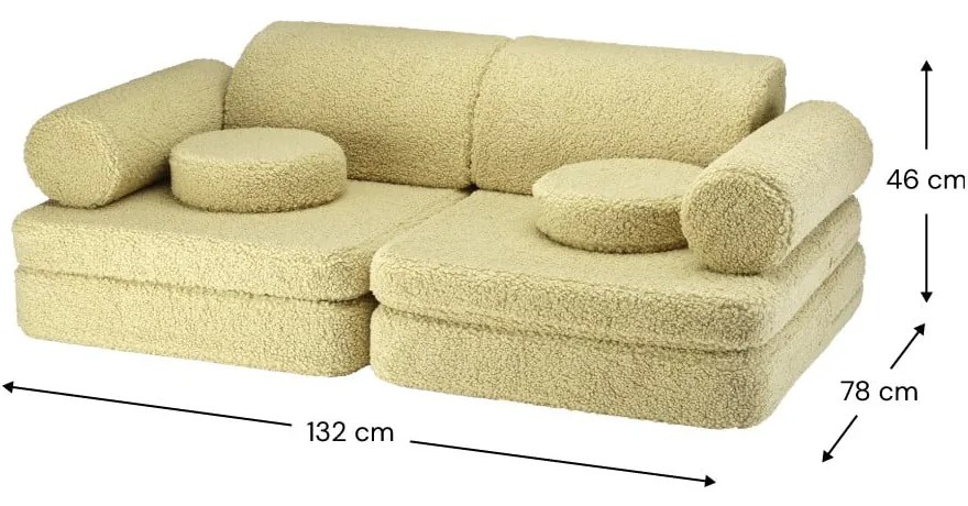 Zelená dětská pohovka z textilie bouclé 132 cm Settee – Wigiwama