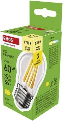 Emos lighting LED žárovka Filament Mini Globe / E27 / 5,9 W (60 W) / 806 lm / teplá bílá 1525743211