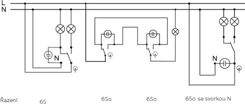 ABB Praktik vypínač č.6So, 6S IP44 šedá 3553-25922 S se svorkou N