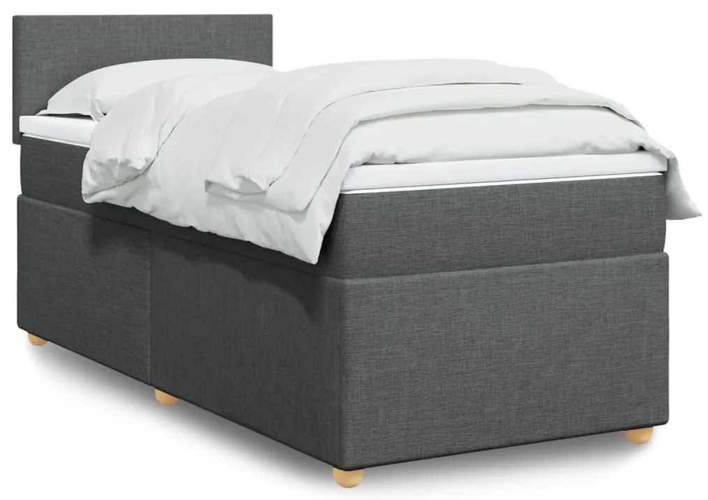 Box spring postel s matrací tmavě šedá 90x200 cm textil 3286557