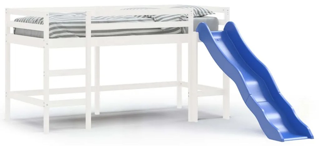 Dětská patrová postel se skluzavkou bílá 80x200 cm borové dřevo - Default Title