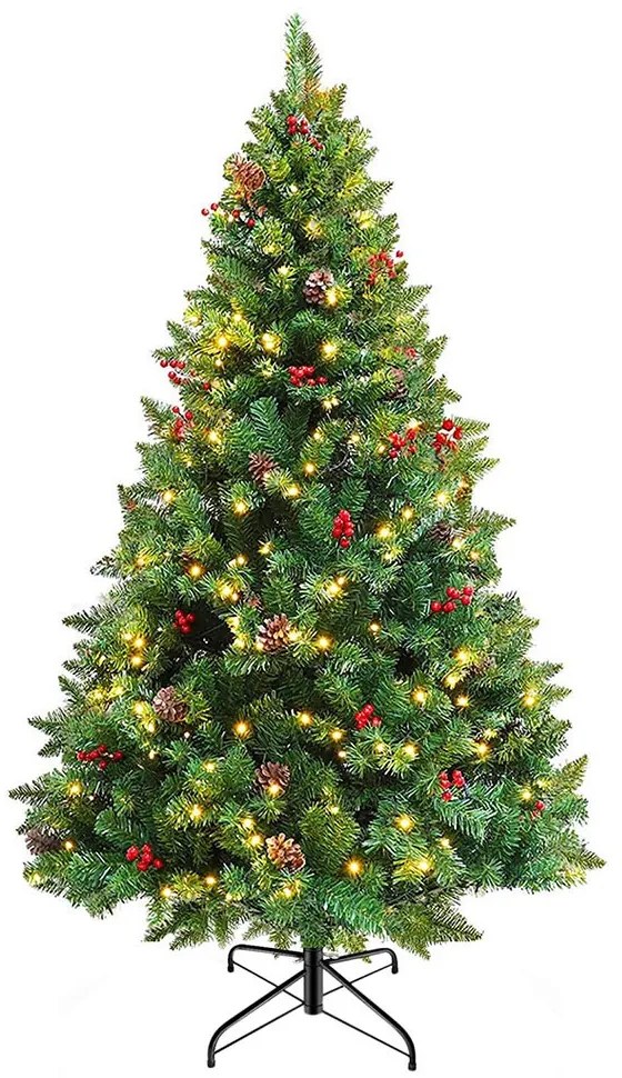 Umělý vánoční stromek s 260 LED diodami, teplý bílý, 180 cm