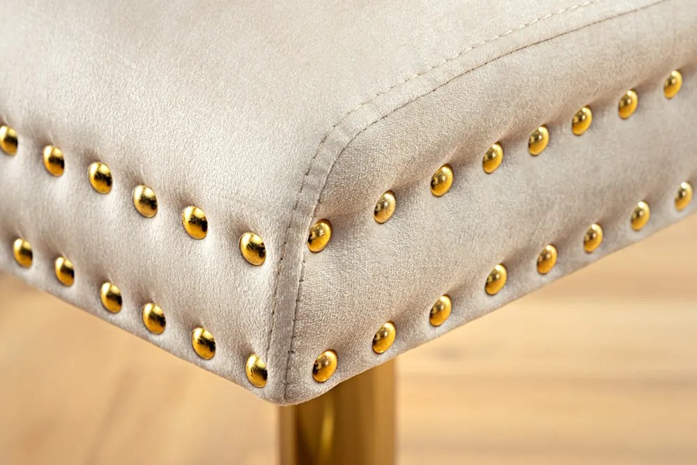 Designová barová židle Queen Lví hlava béžový samet