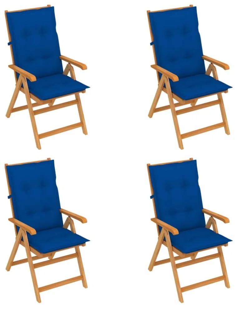 Skládací zahradní židle 4 ks s poduškami Dekorhome Krémová