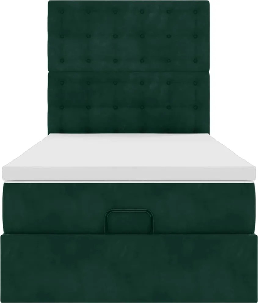 Osmanský rám postele s matracemi tmavě zelené 100x200cm samet 3313598