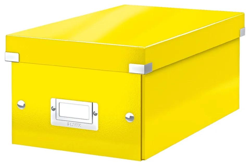Žlutá úložná krabice s víkem Leitz DVD Disc, délka 35 cm