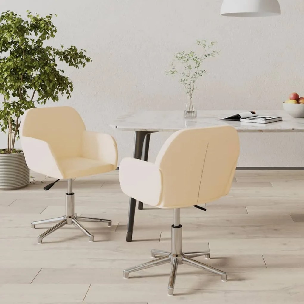 Otočné jídelní židle 2 ks krémové textil 3103029