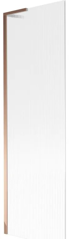 Mexen Next L, 1-křídlová vanová zástěna 60 x 150 cm, 6mm sklo s žebrovým vzorem, růžové zlato profil, 895-060-000-03-09-60