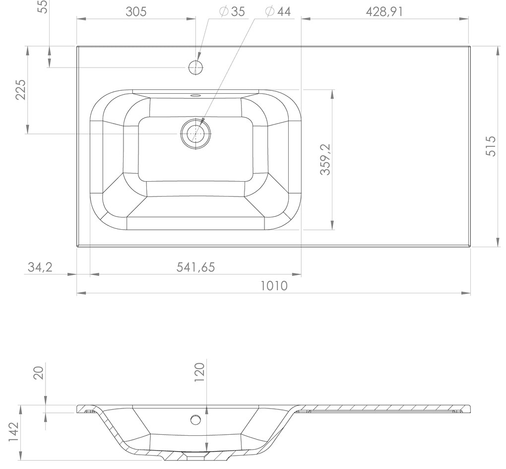 Sapho Sapho, LOREA skříňka 100x46x51, 5cm (70+30cm), levá, bílá matná, LE070-3131-L-01