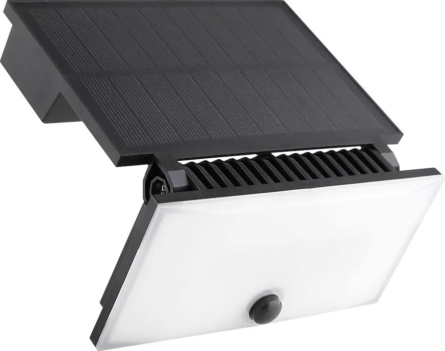 Exteriérové solární nástěnné LED svítidlo Fuji, 1x LED 8w, černá, pohybový senzor