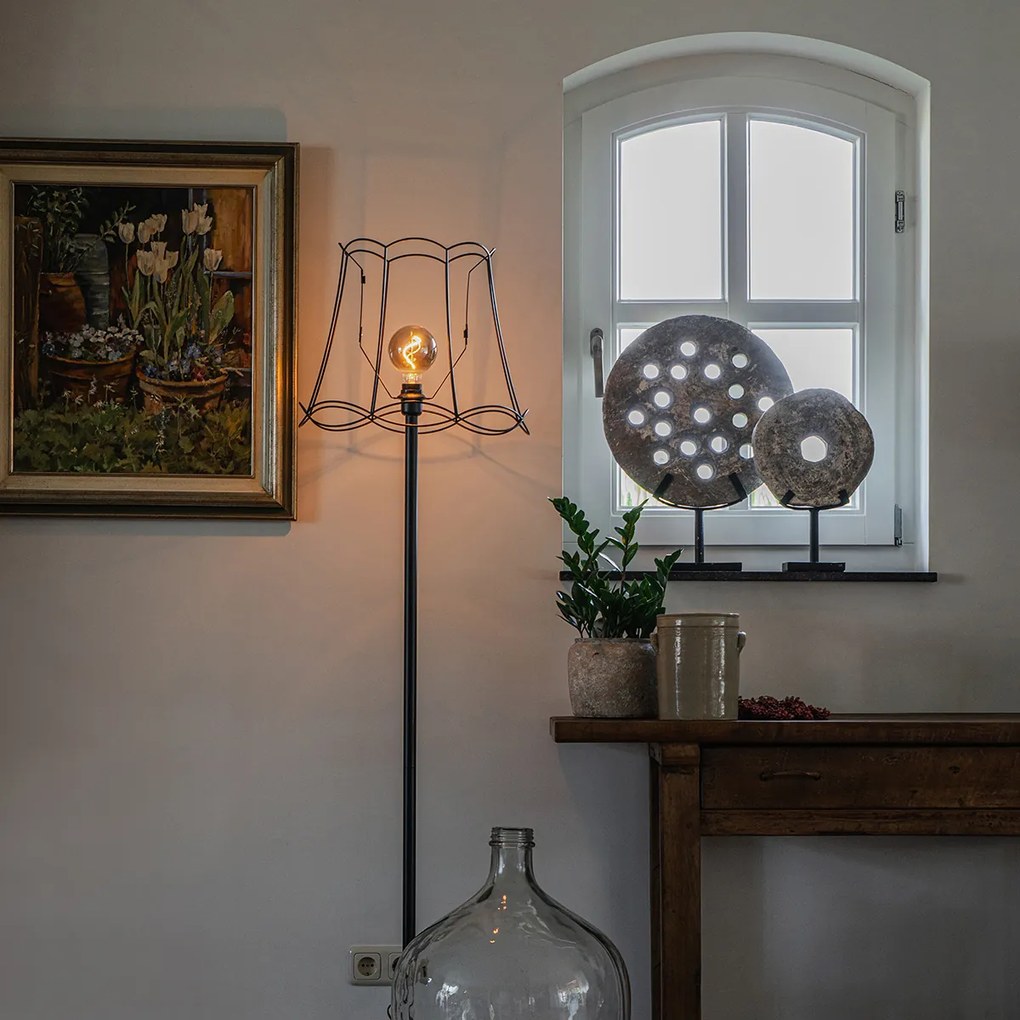 Stojací lampa černá s stínítkem Granny Frame černým 45 cm - Simplo