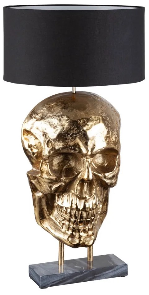 Designová stolní lampa Lebka 76 cm černo-zlatá