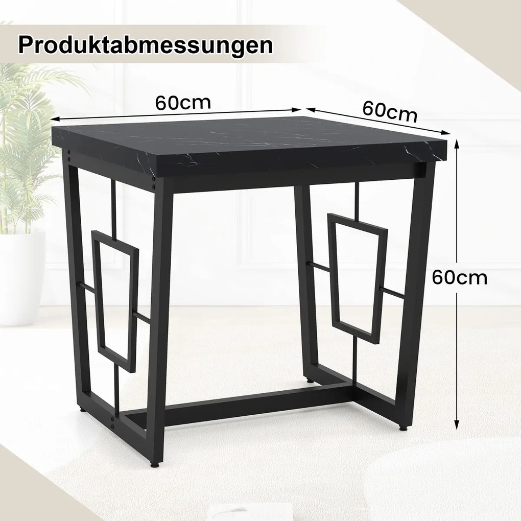 Costway Mramorový čtvercový odkládací stolek Moderní s deskou z umělého mramoru