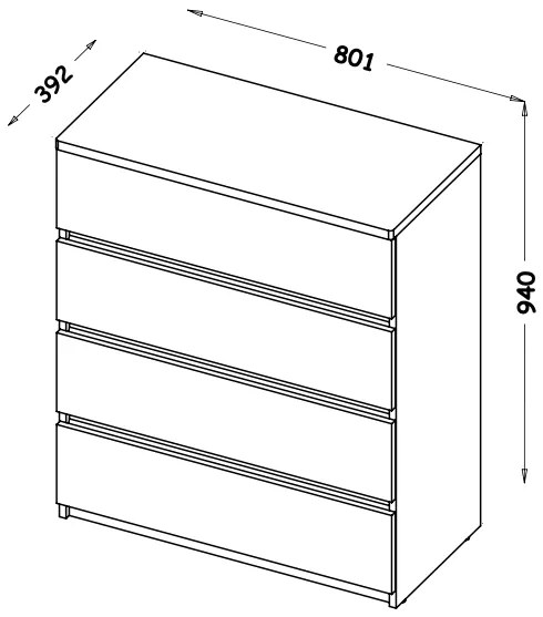 Komoda Alpina 5, bílá