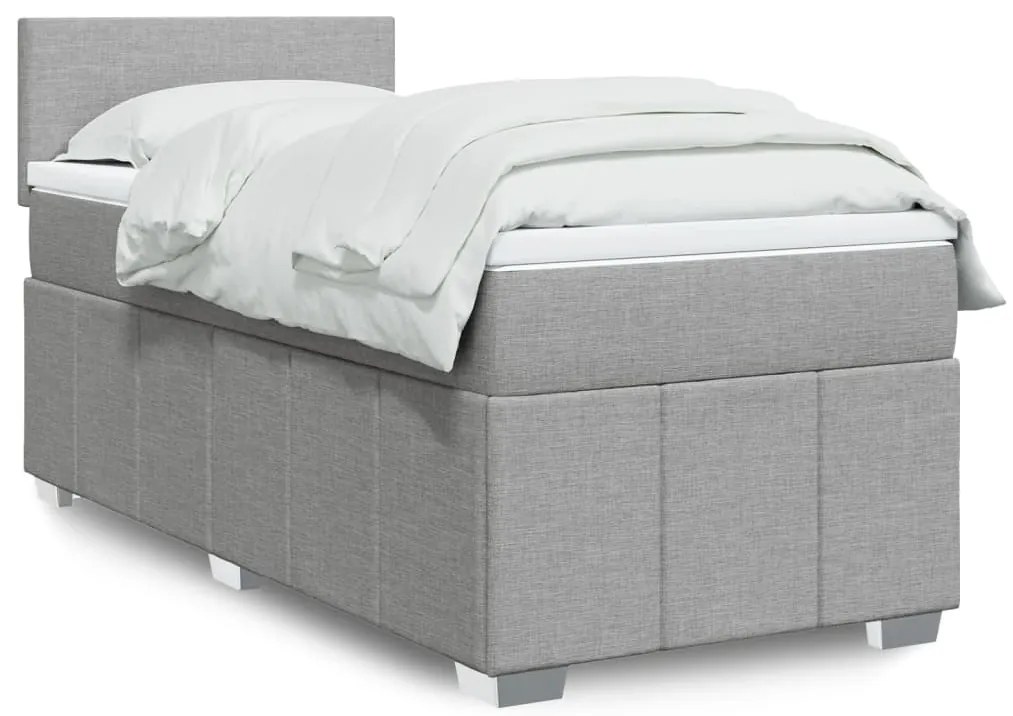 Box spring postel s matrací světle šedý 100 x 200 cm textil 3286972