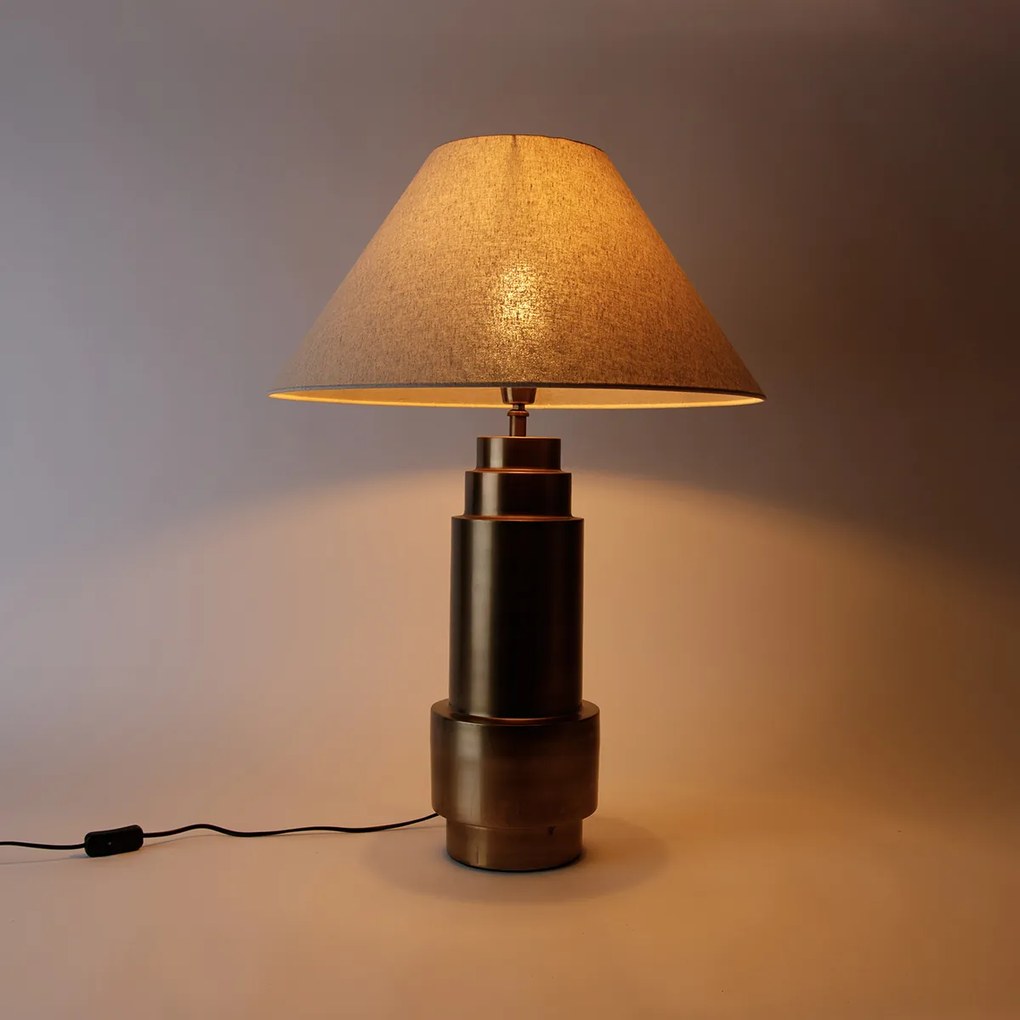 Stolní lampa bronzová s látkovým stínítkem béžové 55 cm - Bruut