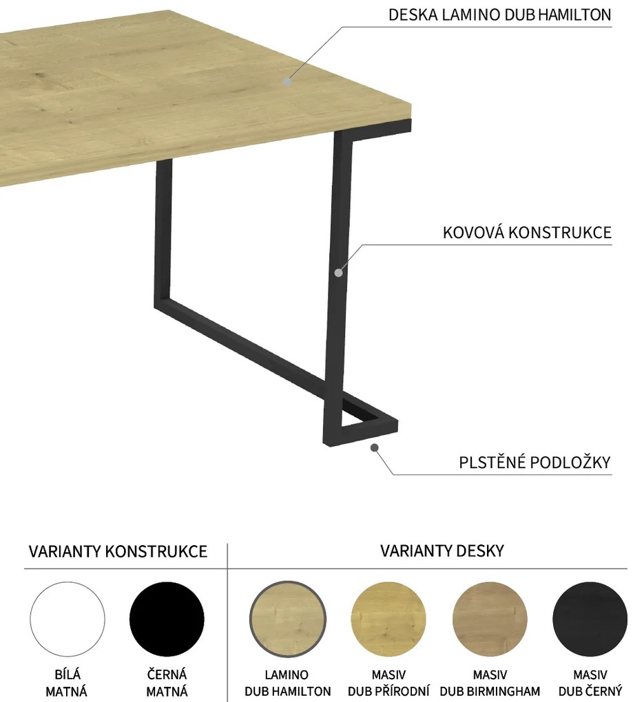 Černý konferenční stůl C10, dub Hamilton ZVOLTE TYP DŘEVA:: Masiv dub PŘÍRODNÍ