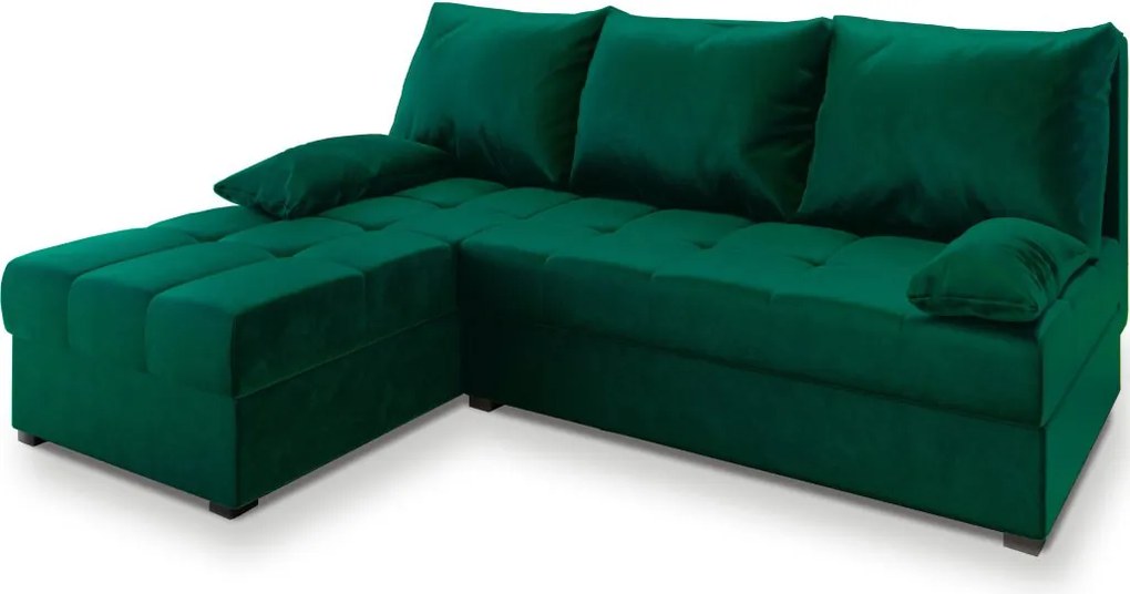 Rohová rozkládací sedací souprava do L CELESTE, 200 cm, s úložným prostorem Roh pohovky: Pravý roh, Barva látky Kronos: Smaragdově zelená (Kronos 19)
