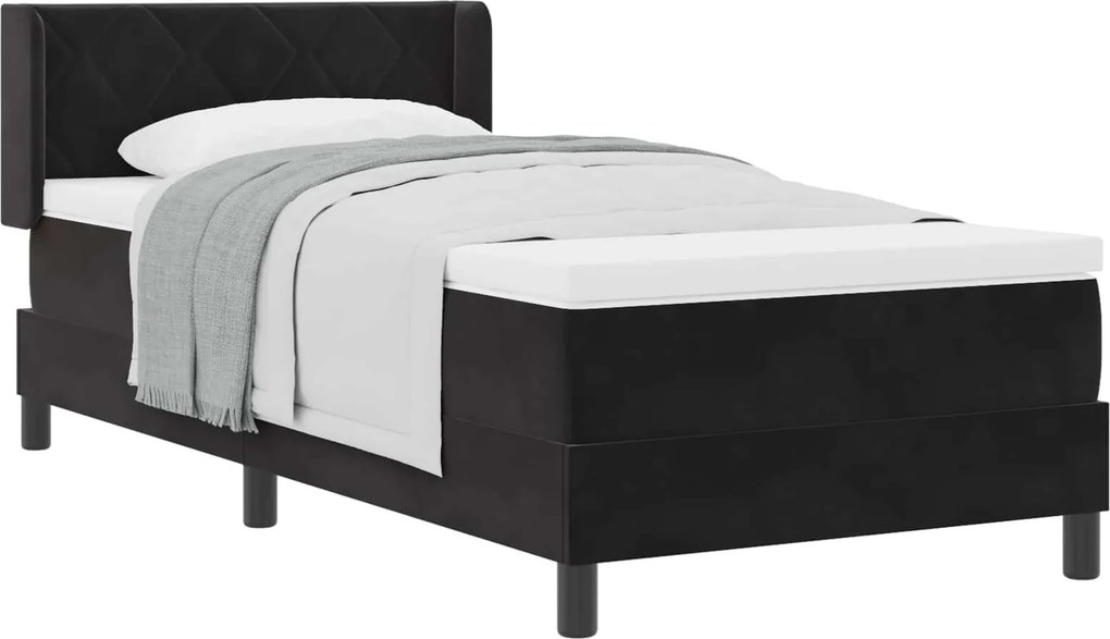 Postel s boxspringem s čelo Černý 200 x 90 cm samet 3341506