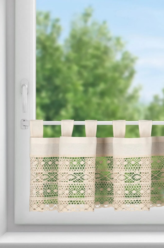 KRÁTKÁ ZÁCLONA NA POUTKÁCH MADDELINE 150X35 CM SVĚTLEBÉŽOVÁ