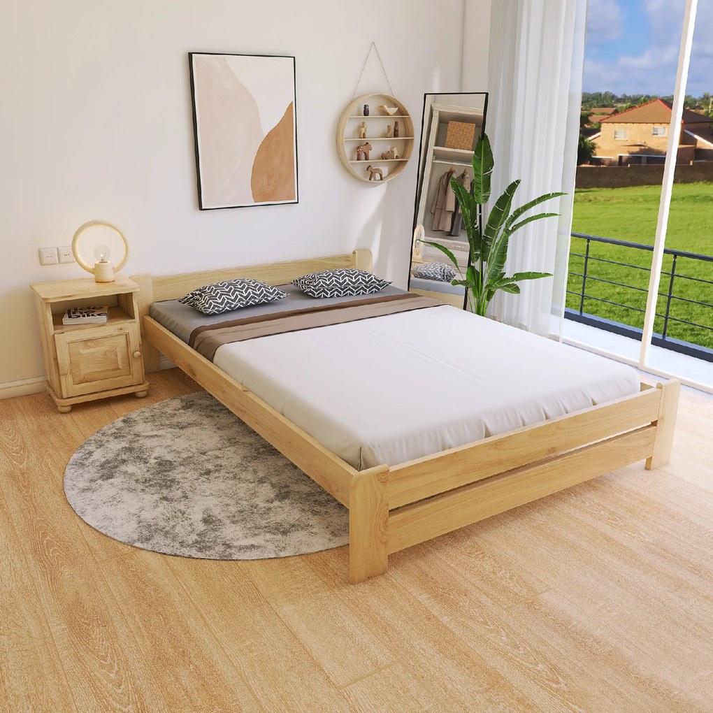 Maxi Postel z masivu Evropa 160 x 200 cm - barva Borovice + matrace SUPERFLEX
