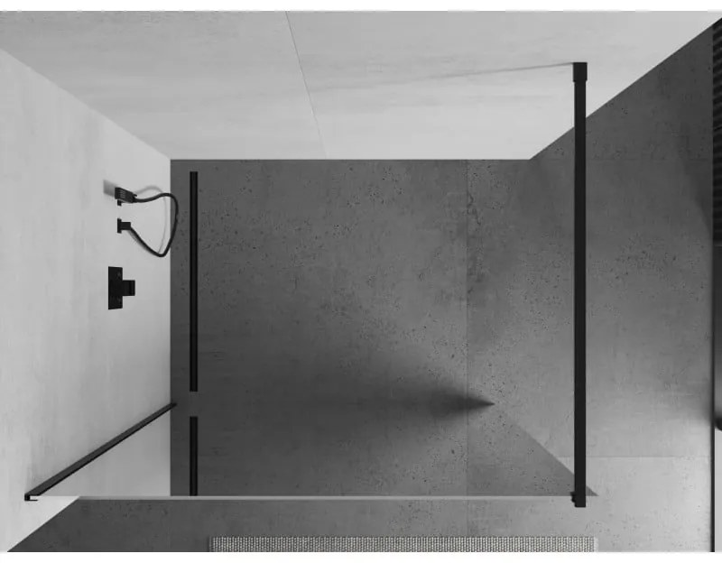 Mexen Kioto sprchová zástěna 70x200 cm 8 mm, černý profil, sklo efekt zrcadla, 800-070-101-70-50