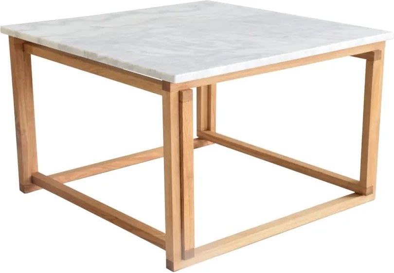 Konferenční stolek s dřevěným podnožím a bílou mramorovou deskou RGE Accent