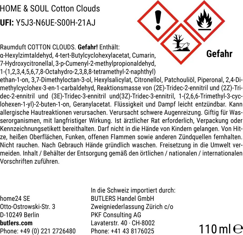Butlers HOME & SOUL Vůně do bytu Cotton Clouds 110 ml