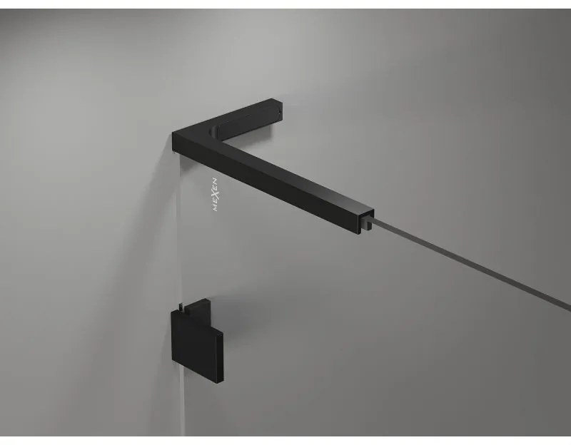 Mexen Lunar L sprchová stěna levá 60 x 200 cm, 8 mm čiré sklo, černá matná, 830L-060-000-70-00-L