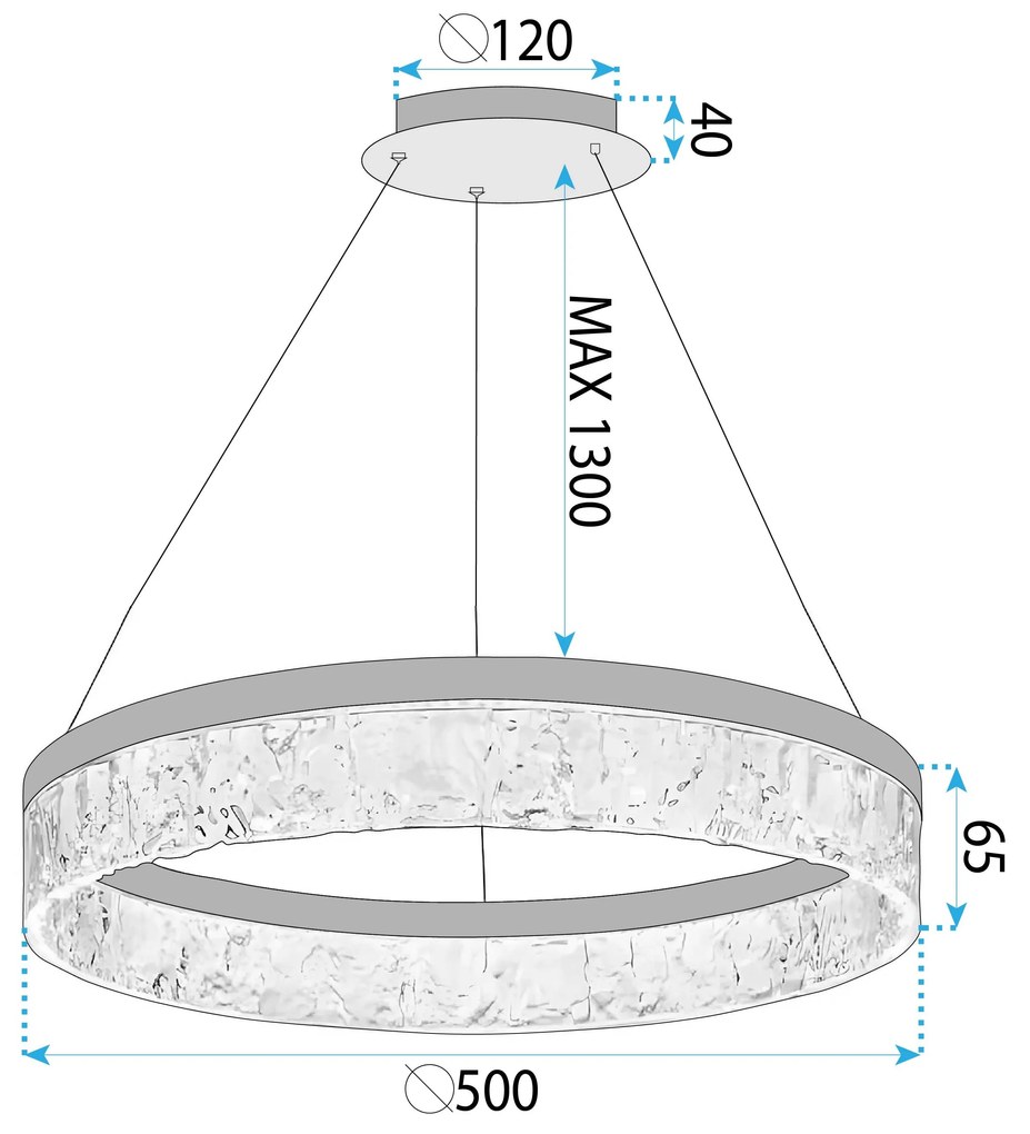 Toolight Toolight, LED závěsné osvětlení 50cm, 31W, 3000K, LHJ046-CP, zlatá lesklá, OSW-50021