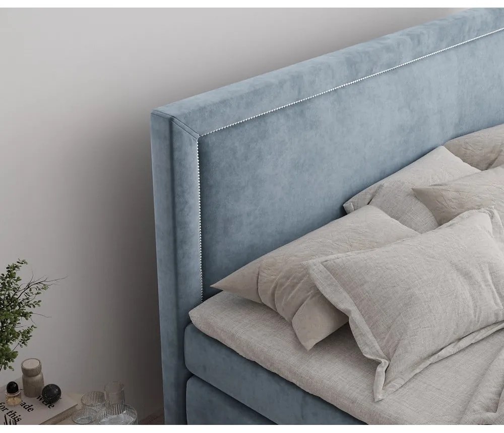 Modrá boxspring postel s úložným prostorem 160x200 cm Lavenda – Maison de Rêve