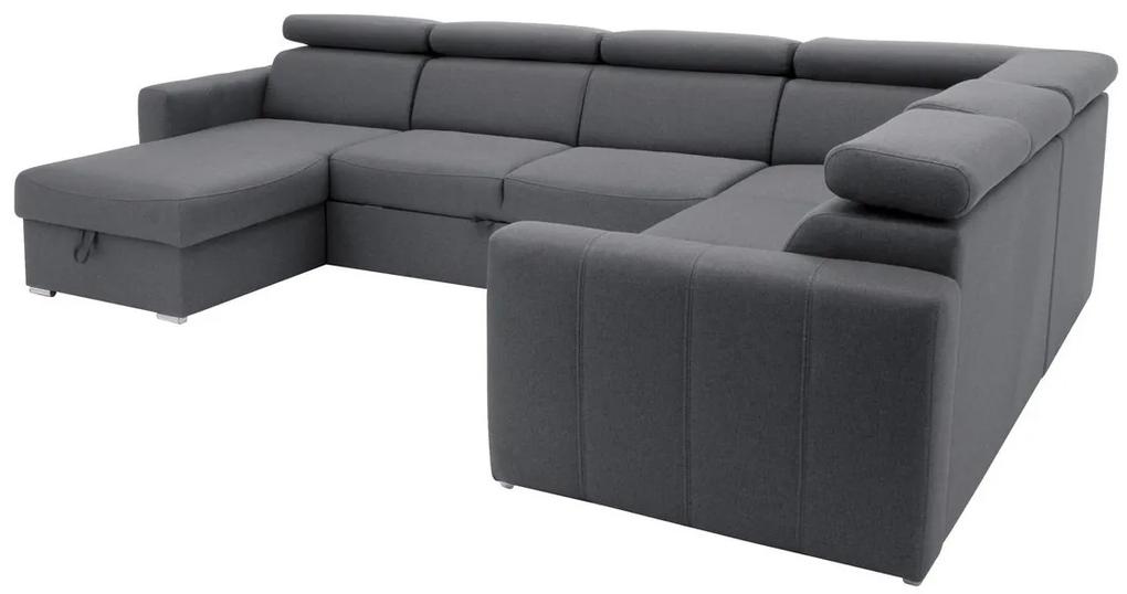Casarredo - Komfort nábytek Rozkládací sedací souprava do U SELECT pravá, látky A1 | potah: lena 90,barva: N7 černá
