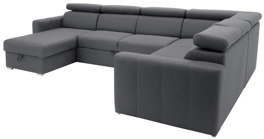 Casarredo - Komfort nábytek Rozkládací sedací souprava do U SELECT pravá, látky A1 | potah: neat 72,barva: N7 černá