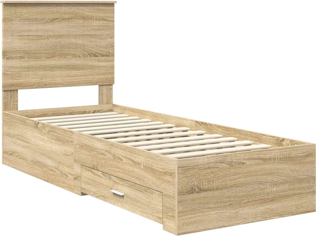 Rám postele Sonoma dub a stříbrná 70 x 190 cm Kompozitní dřevo 3411370