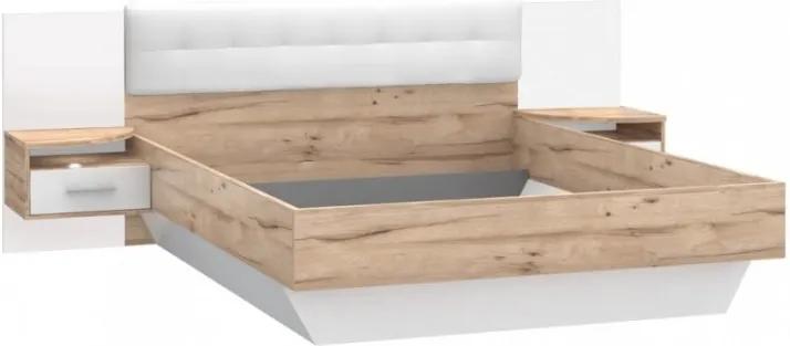 Dřevěná postel Corsica 160x200 cm, dub, bílá