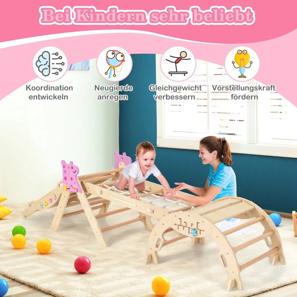 Costway Sada 4 9-in-1 prolézačka se skluzavkou a šplhacím obloukem
