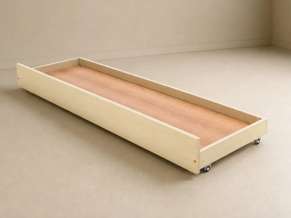 Benlemi Úložný dřevěný šuplík STORAGE pod postel na kolečkách Zvolte barvu: Světle šedá, Zvolte rozměr: 55x180 cm (pod postel o délce 190 cm), Zvolte variantu: Pro postel FENCE