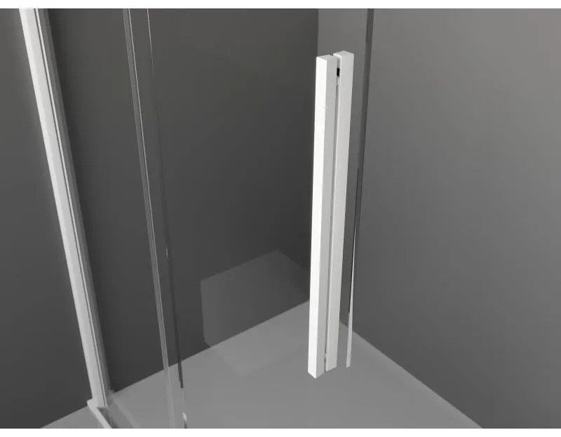Mexen Velar, sprchová zástěna s posuvnými dveřmi Walk-in 130 x 200 cm, 8mm šedé sklo, bílá matná, 871-130-000-43-20