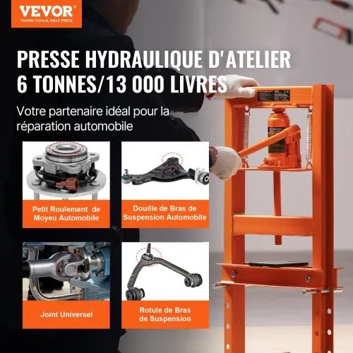 Hydraulický dílenský lis 6 tun s lisovacími deskami Stolní lis s rámem ve tvaru