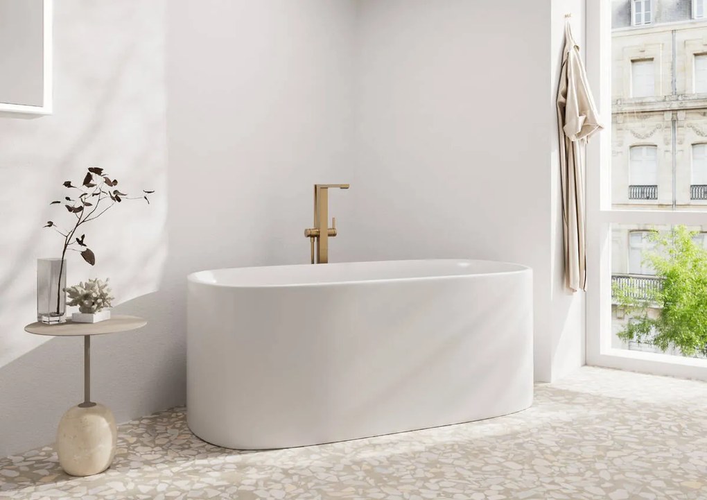 Hansgrohe Tecturis E, páková vanová volně stojící baterie na podlahu, kartáčovaný bronz, HAN-73445140