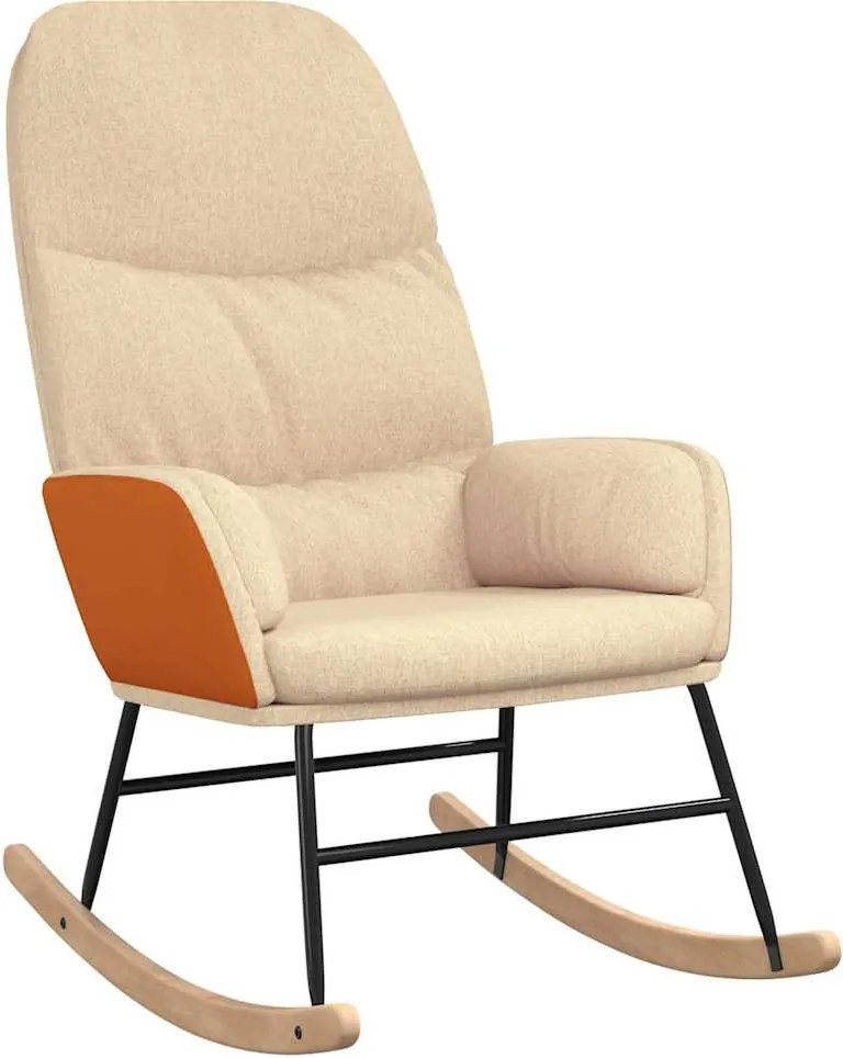 Houpací křeslo se stoličkou krémově bílé textil 3097403