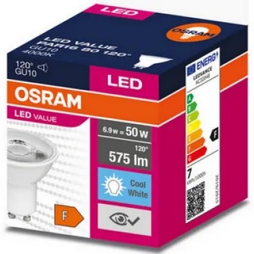 LED žárovka GU10 PAR16 OSRAM VALUE 6,9W (50W) neutrální bílá (4000K), reflektor 120°