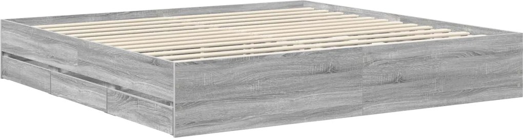 Rám postele s čelo Šedá Sonoma 200 x 200 cm Inženýrské dřevo 3409827