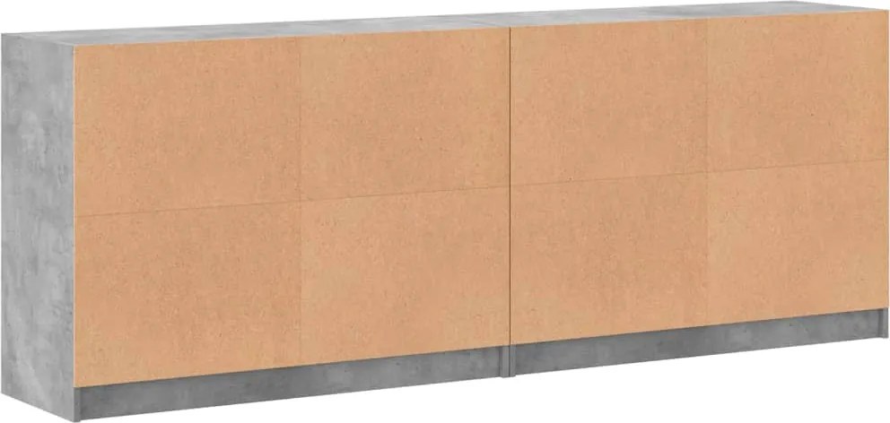 Knihovna s dvířky betonově šedá 204x37x75 cm kompozitní dřevo 3206534